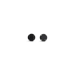 LUTIRO Round Eight Mm Studs 10k White Gold - Black