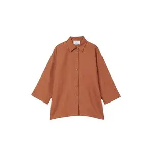 DĀL THE LABEL Essential Linen Oversized Shirt Terracota - Brown