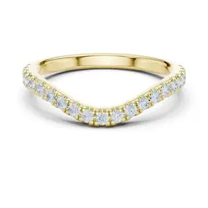 AYA FINE JEWELRY Round Cut Chevron Curved Lab Grown Diamond Wedding Band In 14k Gold - Yellow