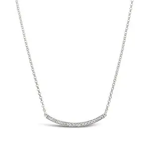 LUTIRO Cz Curved Bar Necklace - Silver