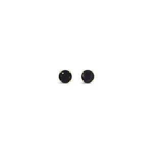 LUTIRO Round Seven Mm Studs 10k Gold - Black