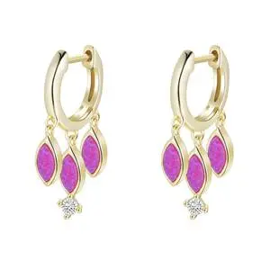 KAMARIA Opal Boho Shaker Huggie Earrings Fuchsia - Pink