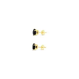 LUTIRO Round Three Mm Studs 10k Gold - Black