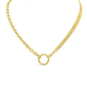 LUTIRO Fancy Cable & Multiple Chain Necklace & Twisted Ring - Gold