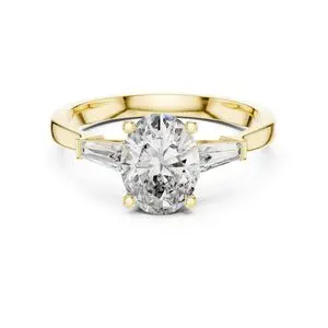 AYA FINE JEWELRY Oval And Baguette Diamond Engagement Ring In 10k Gold - Yellow