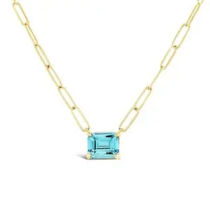LUTIRO Paperclip Chain With Colored Stone Topaz Gold - Blue