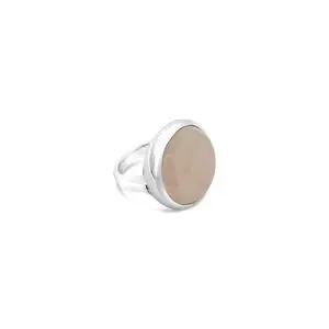 LUTIRO Rose Quartz Round Stone Ring - Pink