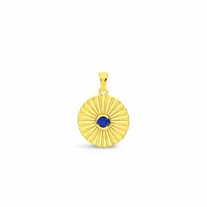 LUTIRO Medallion Pendant-synthetic Sapphire-gold - Blue