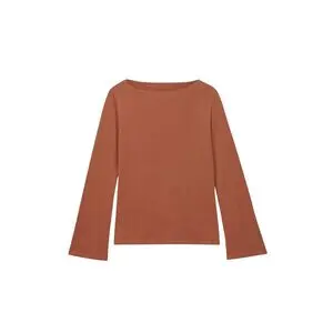 DĀL THE LABEL Wool Blend Boatneck Sweater - Brown