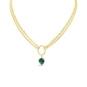 LUTIRO Statet Curb Necklace Emerald-gold - Green