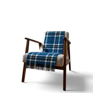 LOOM & COVE Thomson 100% Recycled Wool Tartan Knee Blanket - Blue