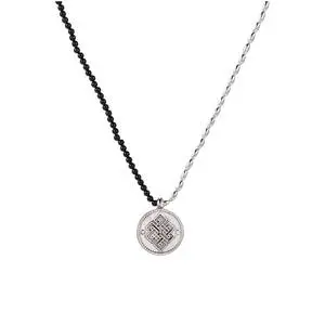 AUROZIA Black / Silver Three Charms Venus Bound The Endless Love Knot Crystal Beaded Necklace Black Agate - Black/silver