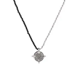 AUROZIA Solar Meridian Sun Crystal Beaded Necklace - Black/silver