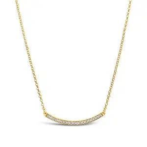 LUTIRO Cz Curved Bar Necklace - Gold