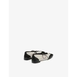 JIMMY CHOO Margot Lace-up Dual-tone Leather Ballet Flats - Black/bone