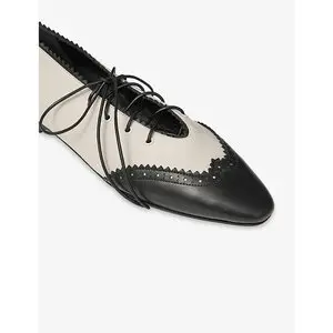 JIMMY CHOO Margot Lace-up Dual-tone Leather Ballet Flats - Black/bone