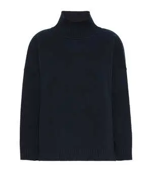 Max Mara Virgin Wool High-neck Sweater - Navy