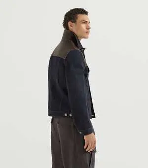 Brunello Cucinelli Leather-trim Denim Jacket