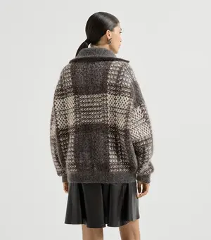 Brunello Cucinelli Knitted Check Zip-up Jacket