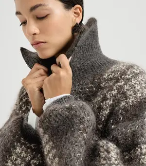 Brunello Cucinelli Knitted Check Zip-up Jacket