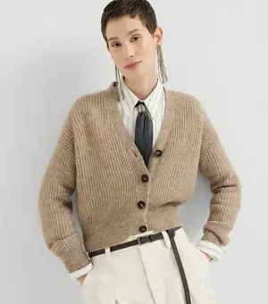 Brunello Cucinelli English Rib Sequin Cardigan