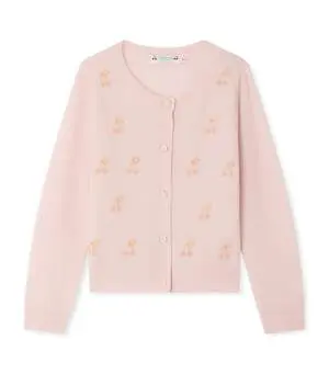 Bonpoint Cashmere Embellished Cardigan - Pink