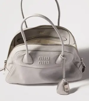 Miu Miu Nappa Leather Vivant Top-handle Bag - Grey