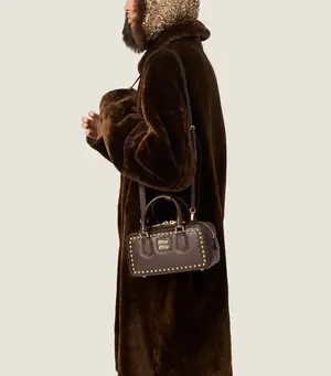 Miu Miu Leather Studded Arcadie Top-handle Bag
