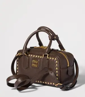 Miu Miu Leather Studded Arcadie Top-handle Bag