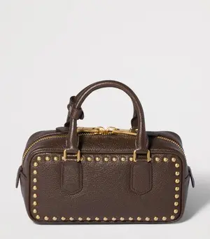 Miu Miu Leather Studded Arcadie Top-handle Bag