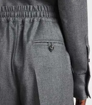 Kiton Virgin Wool Drawstring Trousers With Metallic Sheen