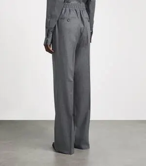 Kiton Virgin Wool Drawstring Trousers With Metallic Sheen
