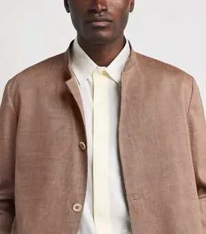 Paul Smith Wool-linen Stand-collar Blazer