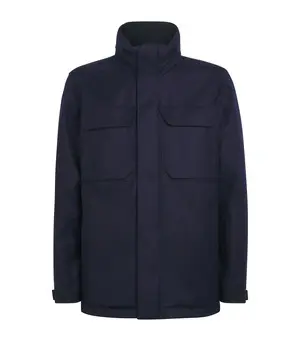Sease Laminated Virgin Wool-cashmere Field Jacket - Navy