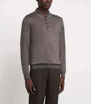 Pal Zileri Wool-silk Long-sleeved Polo Shirt