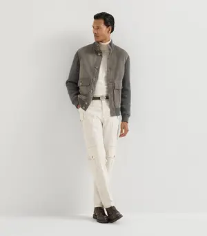 Brunello Cucinelli Cotton-suede Hybrid Bomber Jacket