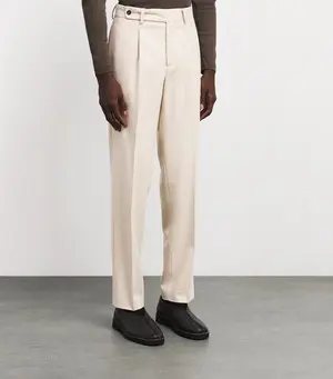 Colombo Cashmere Pleated Straight Trousers