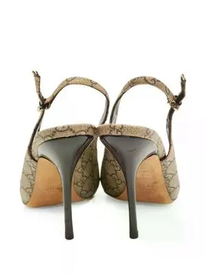 Gucci Gg Supreme Peep-toe Slingback Pumps