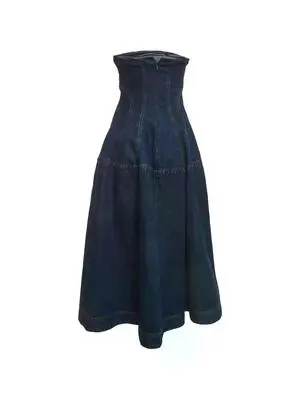 Magda Butrym Strapless Flared Midi Dress - Blue