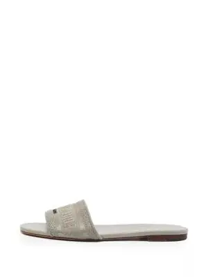 Dior Dway Embroidered Canvas Slides - Grey