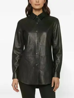 Magda Butrym Long-sleeve Leather Shirt - Black