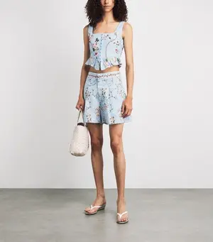 Agua Bendita Floral Linen Shorts