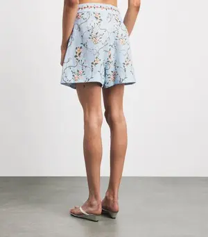 Agua Bendita Floral Linen Shorts