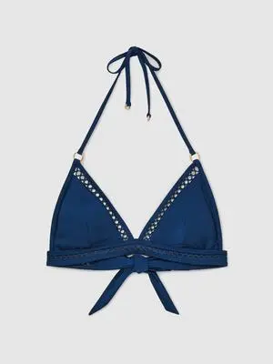 REISS Shimmer Triangle Bikini Top
