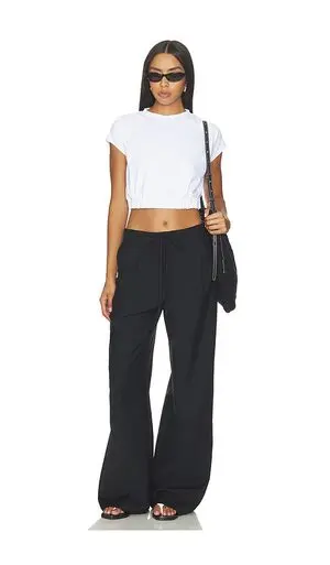Susana Monaco Short Sleeve Gathered Cropped Top