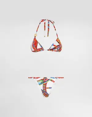 Dolce & Gabbana Carretto-print Triangle Bikini� Swimwear - Multicolor