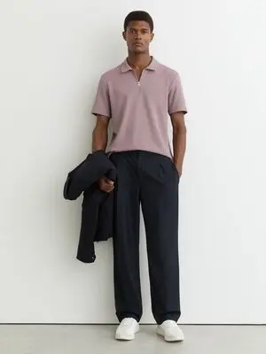 REISS Half-zip Textured Polo Shirt