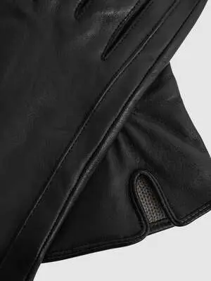 REISS Leather Ruched Gloves