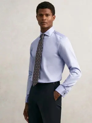 REISS Regular Fit Regular-fit Cotton-satin Stripe Shirt - Mid Blue