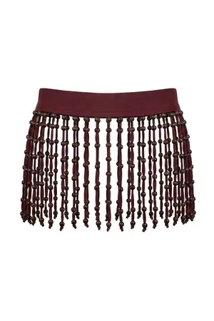 FLAUNT ARCHIVE Oriane Belt With Beaded Fringe - Red